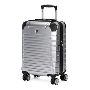 swissgear 7782 hardside expandable luggage with spinner wheels, silver, carry-on 20-inch