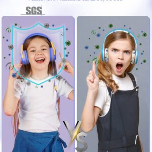 Kids Headphones Wired with Microphone for ipad Computer Laptop for Boys Girls Volume Limit Foldable Over Ear Headset for School 3.5mm Jack