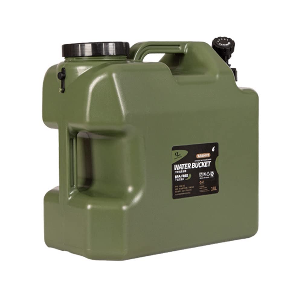 DESERT & FOX Water Container with Spigot 2.6/4.8/6.6Gal PE Water Storage Carrier Portable Green Bucket for Camping Hiking Picnic BBQ(Green 4.8Gal)