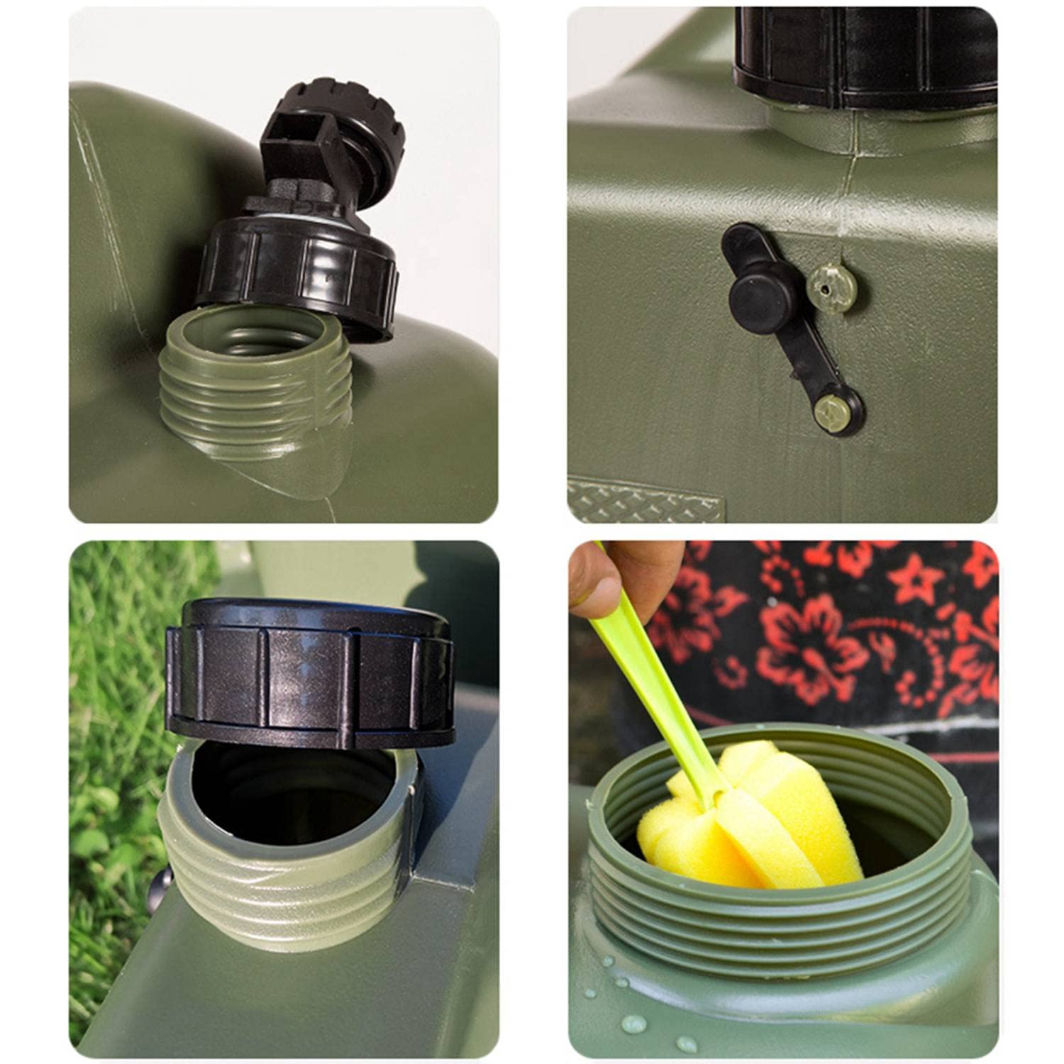 DESERT & FOX Water Container with Spigot 2.6/4.8/6.6Gal PE Water Storage Carrier Portable Green Bucket for Camping Hiking Picnic BBQ(Green 4.8Gal)