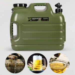 DESERT & FOX Water Container with Spigot 2.6/4.8/6.6Gal PE Water Storage Carrier Portable Green Bucket for Camping Hiking Picnic BBQ(Green 4.8Gal)