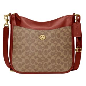 coach coated canvas signature chaise crossbody, tan/rust