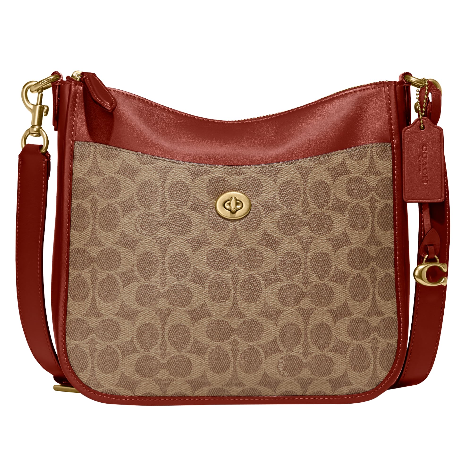 COACH Coated Canvas Signature Chaise Crossbody, Tan/Rust