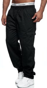 thwei mens cargo pants casual drawstring athletic jogger sports outdoor trousers black xl