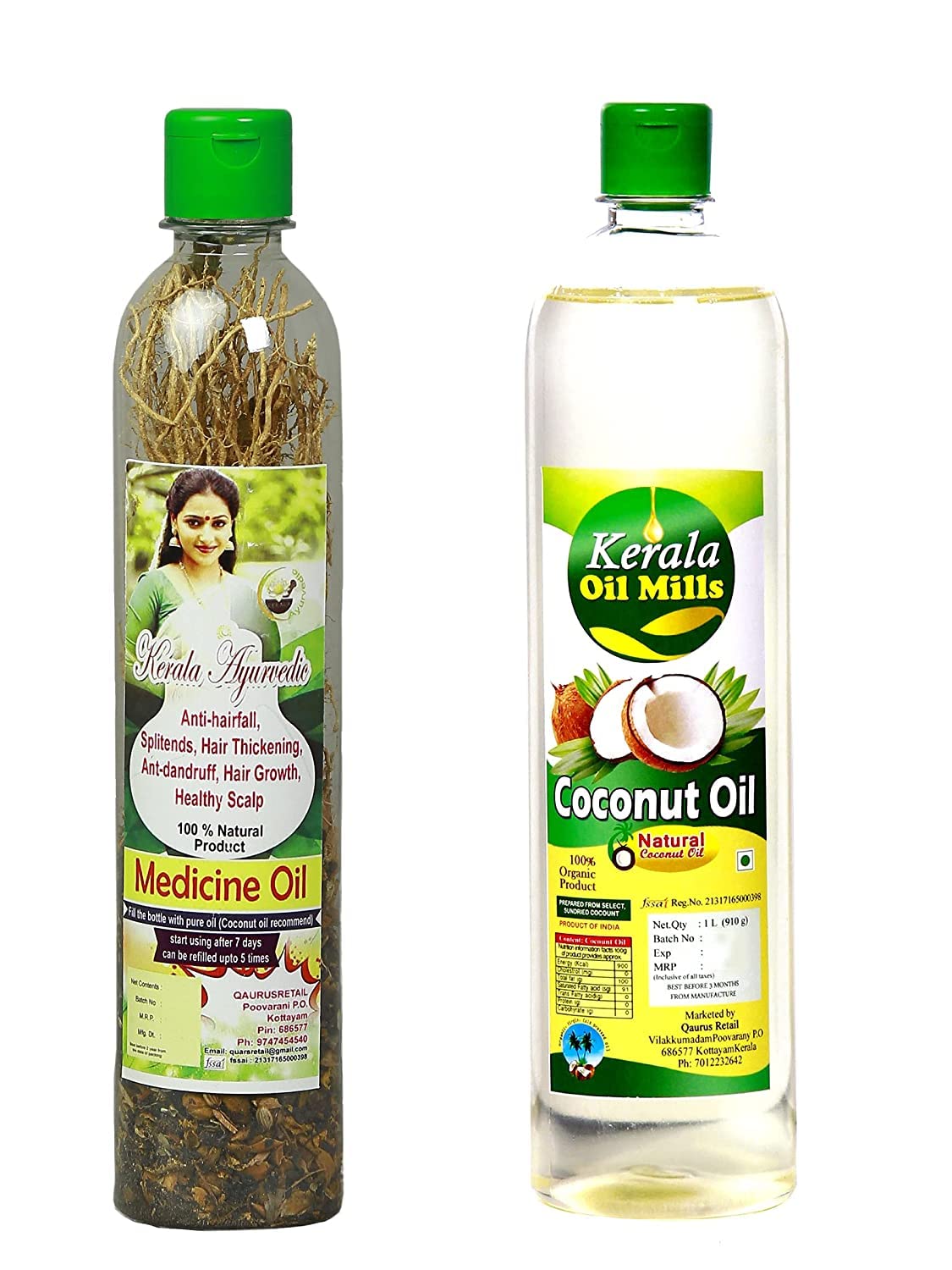 AZAZ Kerala Ayurvedic Herbal Medicine Hair Oil Mix - ( With Coconut Oil 1 litre)