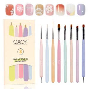 gaoy 8 pcs nail brushes for nail art, nail design tools for nail detail painting, french liner and dotting pens for nail diy