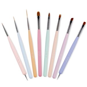 GAOY 8 Pcs Nail Brushes for Nail Art, Nail Design Tools for Nail Detail Painting, French Liner and Dotting Pens for Nail DIY