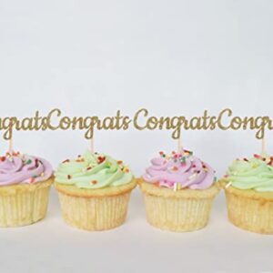 Congrats Cupcake Toppers for Graduation - Congratulations Food Picks, Graduation party decorations, Retirement Cupcake Toppers, Glitter Congrats 2022