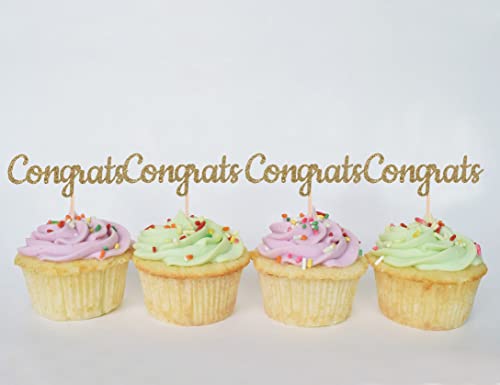 Congrats Cupcake Toppers for Graduation - Congratulations Food Picks, Graduation party decorations, Retirement Cupcake Toppers, Glitter Congrats 2022