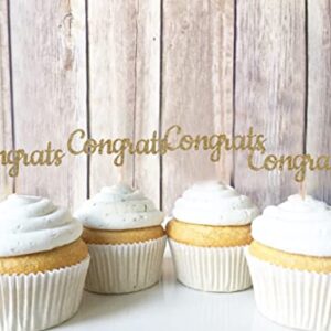 Congrats Cupcake Toppers for Graduation - Congratulations Food Picks, Graduation party decorations, Retirement Cupcake Toppers, Glitter Congrats 2022