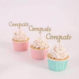 Congrats Cupcake Toppers for Graduation - Congratulations Food Picks, Graduation party decorations, Retirement Cupcake Toppers, Glitter Congrats 2022