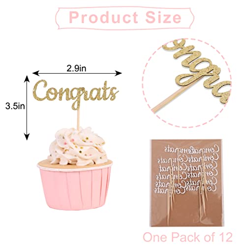 Congrats Cupcake Toppers for Graduation - Congratulations Food Picks, Graduation party decorations, Retirement Cupcake Toppers, Glitter Congrats 2022