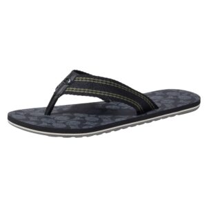 coach men's signature webbing flip flop, charcoal/black, 12