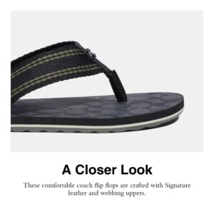 Coach Men's Signature Webbing Flip Flop, Charcoal/Black, 12