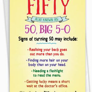 NobleWorks - Funny Milestone Birthday Greeting Card with Envelope (4.63 x 6.75 Inch) - Turning Fifty C9273MBG