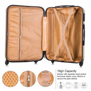 Fridtrip 4 Piece Luggage Sets Hard Shell Lightweight ABS Luggage Suitcase with Durable Spinner Wheels 16" 20" 24" 28" (Champagne Gold)