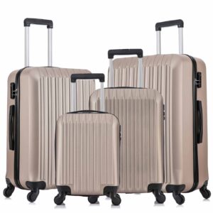 Fridtrip 4 Piece Luggage Sets Hard Shell Lightweight ABS Luggage Suitcase with Durable Spinner Wheels 16" 20" 24" 28" (Champagne Gold)