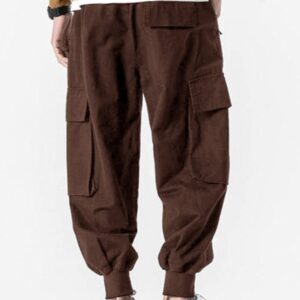 Men's Joggers Pants Casual Baggy Cotton Drawstring Tapered Sweatpants Cargo Hippie Loose Fit Trousers with Multi-Pocket