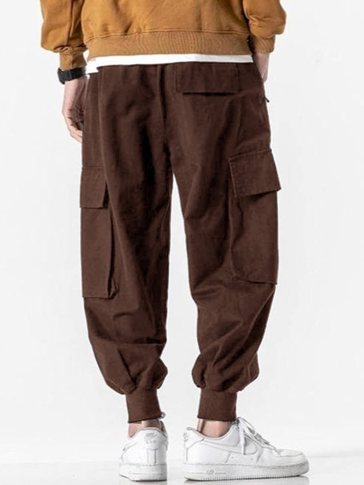 Men's Joggers Pants Casual Baggy Cotton Drawstring Tapered Sweatpants Cargo Hippie Loose Fit Trousers with Multi-Pocket