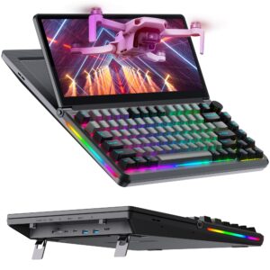 kwumsy touchscreen mechanical gaming keyboard- k3 portable monitor multifunctional keyboard with 13'' touchscreen usb/ssd expansion compact 82 keys rgb led backlight fn-key for windows mac android