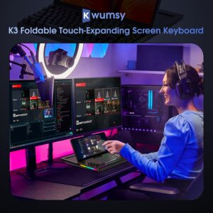 Kwumsy Touchscreen Mechanical Gaming Keyboard- K3 Portable Monitor Multifunctional Keyboard with 13'' Touchscreen USB/SSD Expansion Compact 82 Keys RGB LED Backlight FN-Key for Windows Mac Android