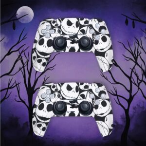 BelugaDesign PS5 Skulls Skin | Gothic Halloween Christmas Nightmare Vinyl Cover Wrap Sticker Full Set Console Controller | Compatible with Sony Playstation 5 (PS5 Regular Disc, White Black)