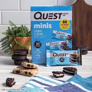 Quest Nutrition Mini Cookies & Cream Protein Bars, 8g Protein, 1g Sugar, 2g Net Carbs, Gluten Free, 14 Count