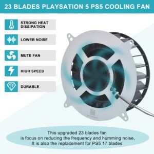 AMAICXX PS5 Fan Internal Cooling Fan Replacement for Sony Playstation 5 PS5 23 Blades Fan 12047GA-12M-WB-01 12V 2.4A General 17 Blades Fan G12L12MS1AH-56J14 (with Heatsink Paste&Screwdriver T8)