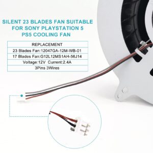 AMAICXX PS5 Fan Internal Cooling Fan Replacement for Sony Playstation 5 PS5 23 Blades Fan 12047GA-12M-WB-01 12V 2.4A General 17 Blades Fan G12L12MS1AH-56J14 (with Heatsink Paste&Screwdriver T8)