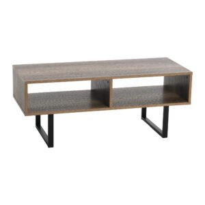 household essentials jamestown tv stand coffee table with rectangular storage compartments ashwood rustic wood grain and black metal