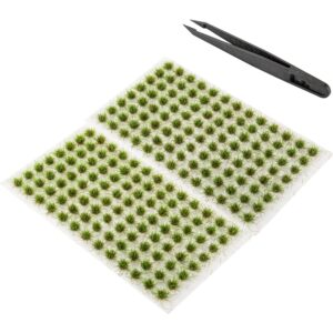 208 pcs static grass model grass tufts railway artificial grass miniature grass tuft terrain kit for diy model railway fairy garden diorama scenery (set a)