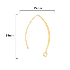 BEADIA 18K Gold Plated Earring Hooks U Shape 15x38mm 20pcs for Jewelry Making Findings