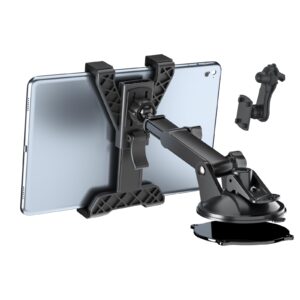 xwxelec car tablet mount holder dashboard & windshield, 360° rotatable suction cup dash stand for ipad pro /9.7/11/10.5/air/mini 6 5 4, samsung galaxy tab, 7"-10.5" tablets