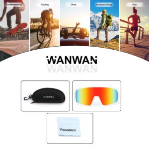 WANWAN Men and Women's Sunglasses, Cycling Sports Glasses 80s Baseball Glasses for Youth Kids Teens