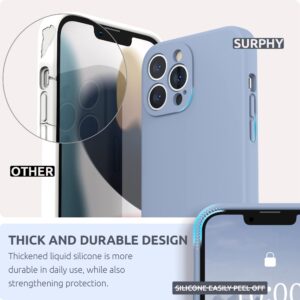 SURPHY Compatible with iPhone 13 Pro Max Case with Screen Protector, (Camera Protection + Soft Microfiber Lining) Liquid Silicone Phone Case 6.7 inch 2021, Sierra Blue