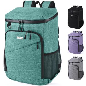 baglher leakproof backpack cooler - insulated soft cooler bag for men and women, lightweight lunch box backpack cooler for camping and outdoor adventures green