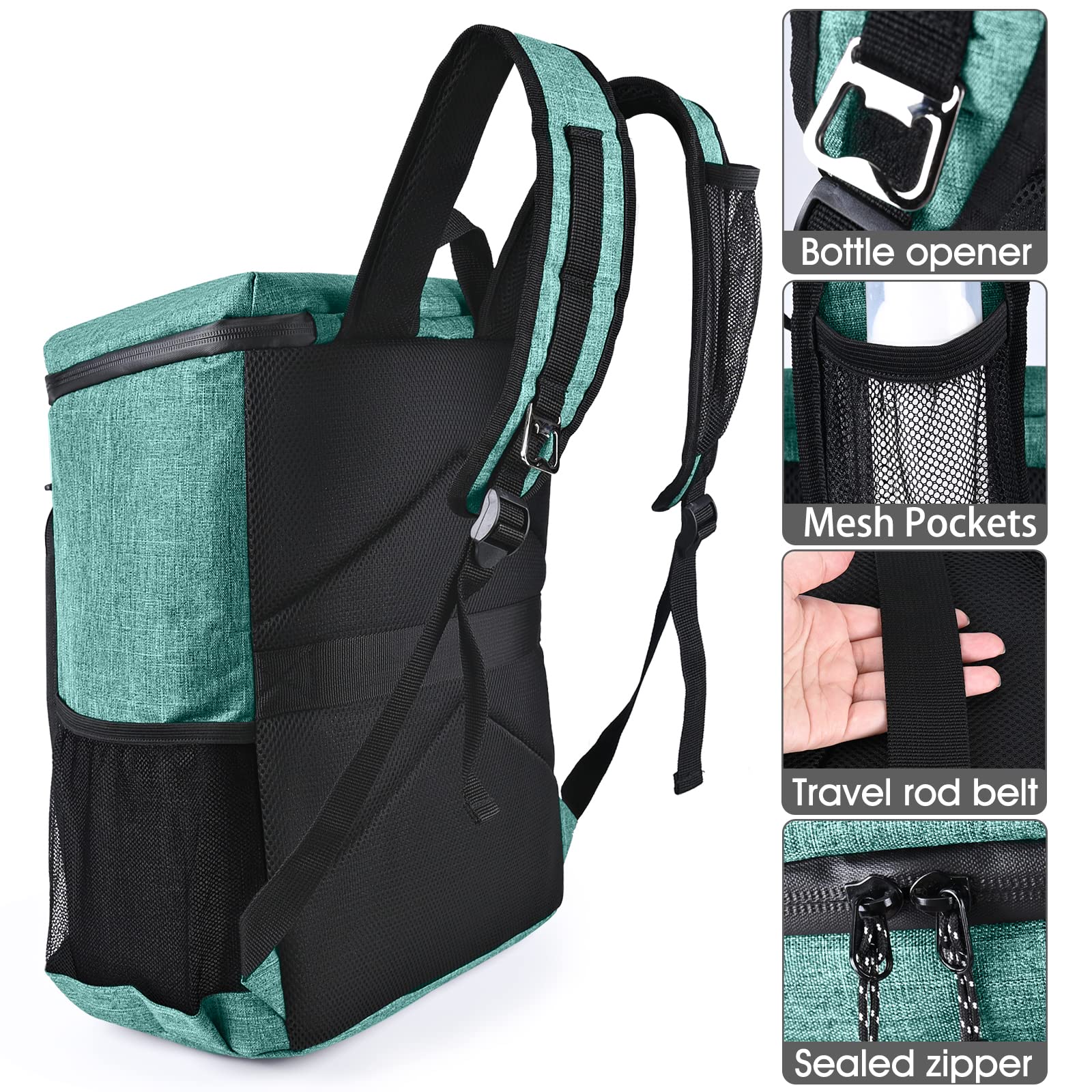 BAGLHER Leakproof Backpack Cooler - Insulated Soft Cooler Bag for Men and Women, Lightweight Lunch Box Backpack Cooler for Camping and Outdoor Adventures Green