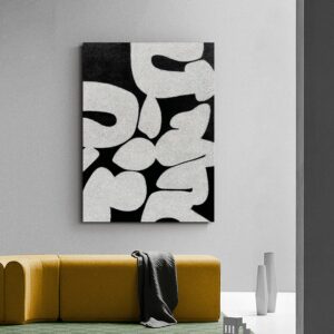 NANKAI Hand-Painted Black and White Wall Abstract Oil Painting 40x28 Inch Contemporary Minimalist Art Modern Oil Painting Art Used for Family Living Room Bedroom Wall Decoration