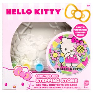 sanrio hello kitty paint your own stepping stone, includes 7” 6 paints & 1 paintbrush, cute gifts for kids teens girls adults