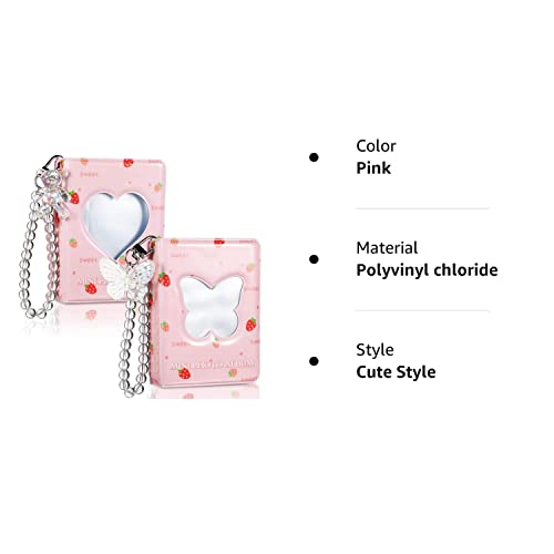 2 Pcs 3 Inch Kpop Photocard Holder Mini Photo Photocard Album Collect Book Binder 40 Pockets with Cute Decorative Stickers and Bracelet Photo Card Holders (Cute Style)