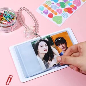 2 Pcs 3 Inch Kpop Photocard Holder Mini Photo Photocard Album Collect Book Binder 40 Pockets with Cute Decorative Stickers and Bracelet Photo Card Holders (Cute Style)