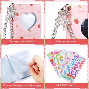 2 Pcs 3 Inch Kpop Photocard Holder Mini Photo Photocard Album Collect Book Binder 40 Pockets with Cute Decorative Stickers and Bracelet Photo Card Holders (Cute Style)