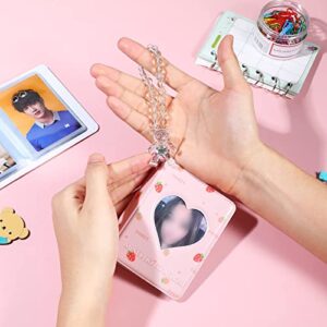 2 Pcs 3 Inch Kpop Photocard Holder Mini Photo Photocard Album Collect Book Binder 40 Pockets with Cute Decorative Stickers and Bracelet Photo Card Holders (Cute Style)