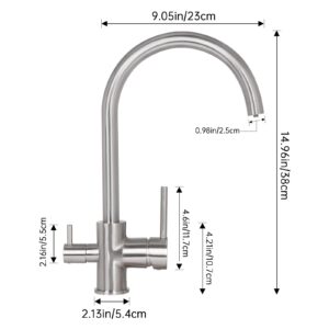 Techzm Water Filtration Kitchen Faucet 3 Way Water Filter Taps Brushed Nickel