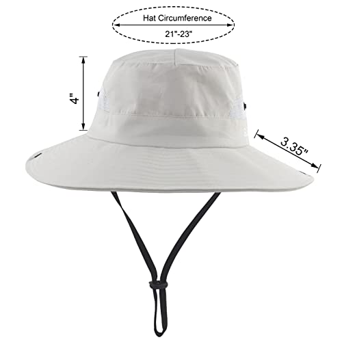 Mukeyo Womens Summer Sun Hat Wide Brim Outdoor UV Protection Hat Foldable Ponytail Bucket Cap for Beach Fishing Hiking Pure Beige