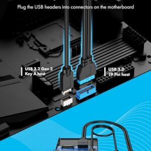 GRAUGEAR 3.5 Inch Front Panel USB C Hub, SD/microSD Internal Card Reader, 20Gbps USB 3.2 Gen 2x2, 20-pin Type-E Key-A Header & USB3.0 Header & 15-Pin SATA Power Connector Required [G-MP01CR]