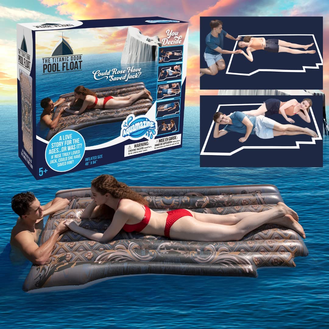 The Original Titanic Movie Pool Float- 48"x84" Inflatable Double Sized 2-Person Raft of Floating Door-Fun Swimming Lounger - Could Rose Really Have Saved Jack?- Great Gift for Film Fans & Birthdays