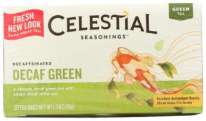 celestial seasonings tea green decaf, 20 count (pack of 6)