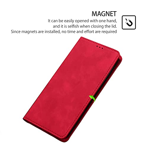 Fansipro Wallet Folio Case for Samsung GALAXY A40, Premium PU Leather Slim Fit Cover for Galaxy A40, 2 Card Slots, Easy Use, Red