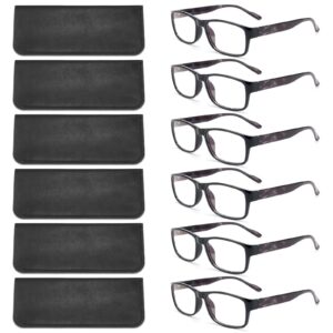 bls blues reading glasses for women/men blue light blocking, computer readers anti migraine/eye strain blocker eyeglasses 6 packs with soft case (mix2 1.5)